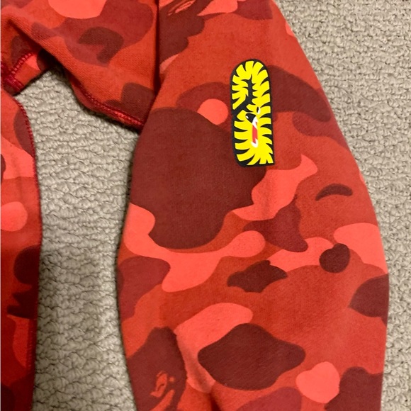 Jackets & Coats | Bape A Bathing Ape Red Camo Tiger Shark Hoodie | Poshmark